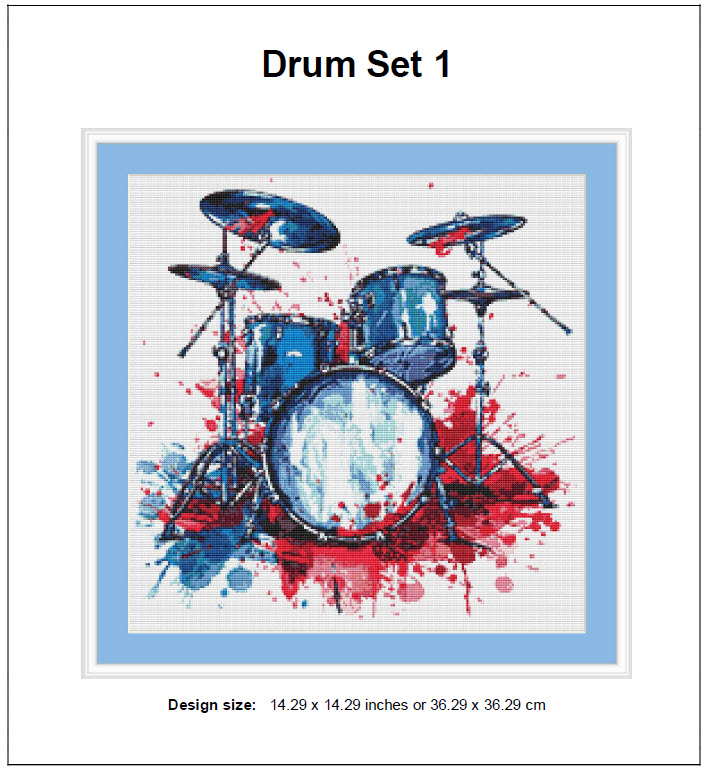 Drum Set 1- Cross Stitch Pattern - Instant Download 3