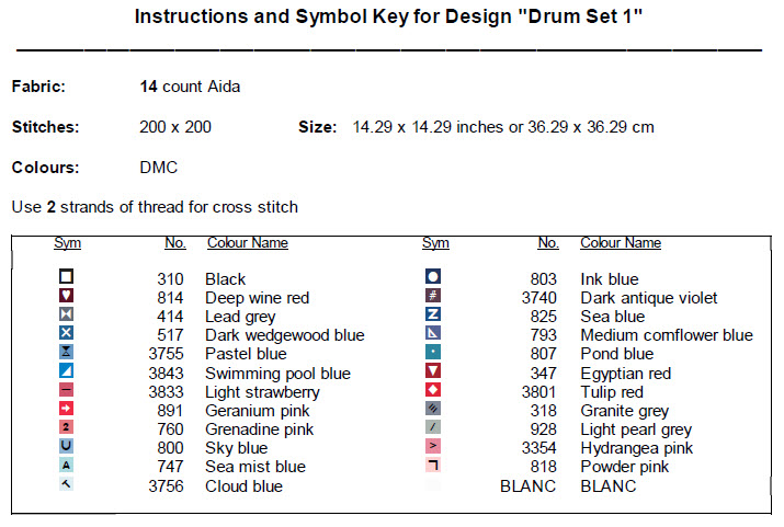 Drum Set 1- Cross Stitch Pattern - Instant Download 3