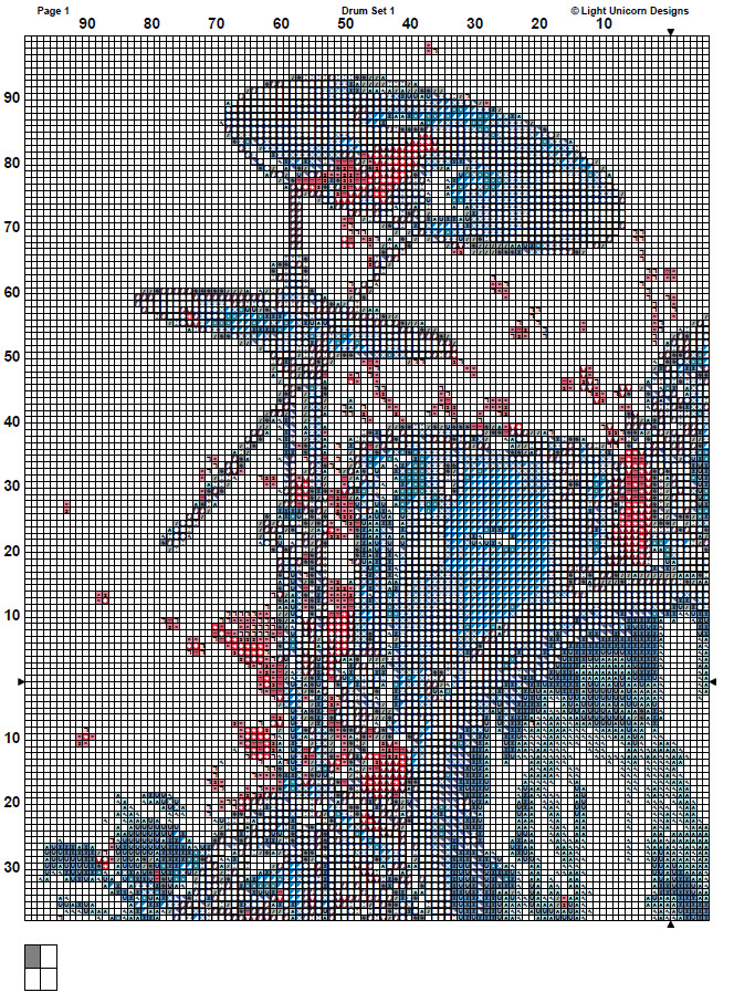 Drum Set 1- Cross Stitch Pattern - Instant Download 3