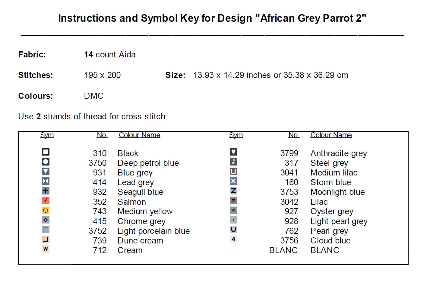 African Grey Parrot 2 - Cross Stitch Pattern - Instant Download 3