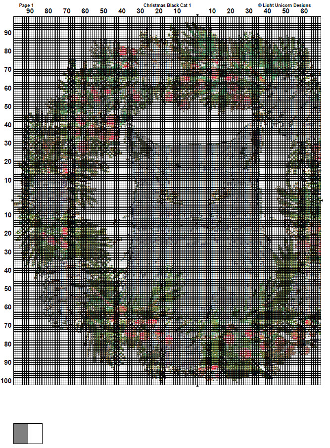 Christmas Black Cat 1 - Cross Stitch Pattern - Instant Download