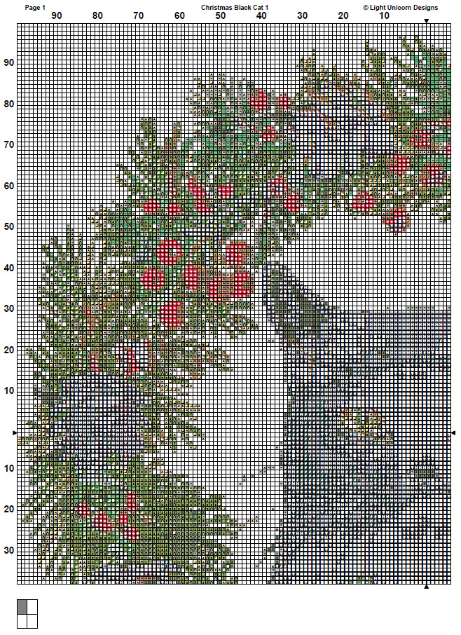 Christmas Black Cat 1 - Cross Stitch Pattern - Instant Download