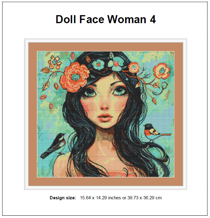 Doll Face Woman 4- Cross Stitch Pattern - Instant Download