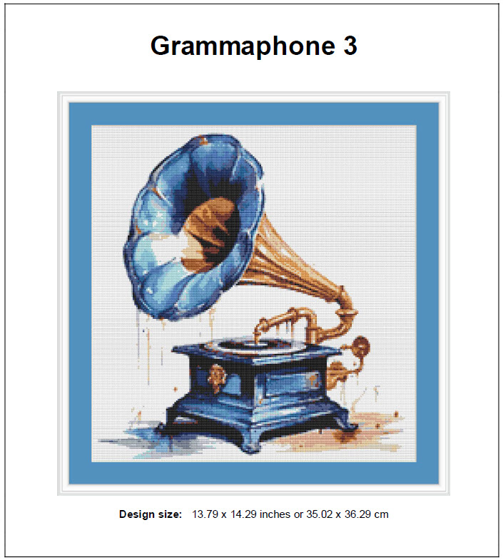 Grammaphone 3- Cross Stitch Pattern - Instant Download