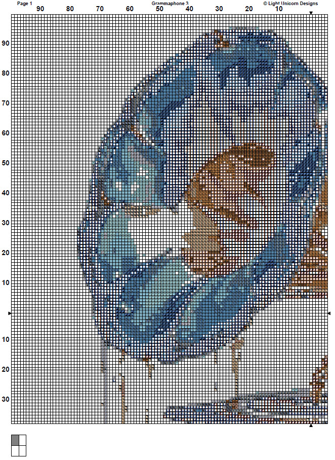 Grammaphone 3- Cross Stitch Pattern - Instant Download